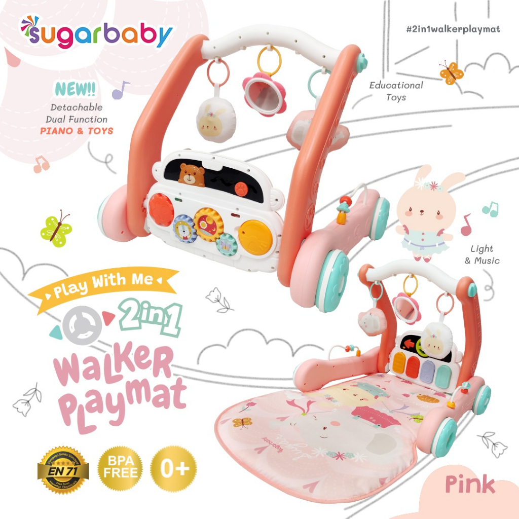 Jual Sugar Baby 2in1 Baby Walker & Playmat Push Walker New Play with Me ...