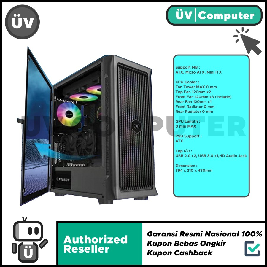 Jual Case PC Komputer 3PowerUp Raptor Sphinx ATX 3Fan RGB Case | Shopee Indonesia
