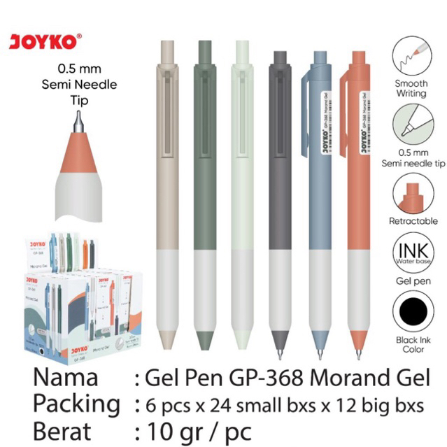 Jual ( 1 pack = 6 pcs ) Pulpen Retractable Joyko Morand Gel / Gel Pen ...