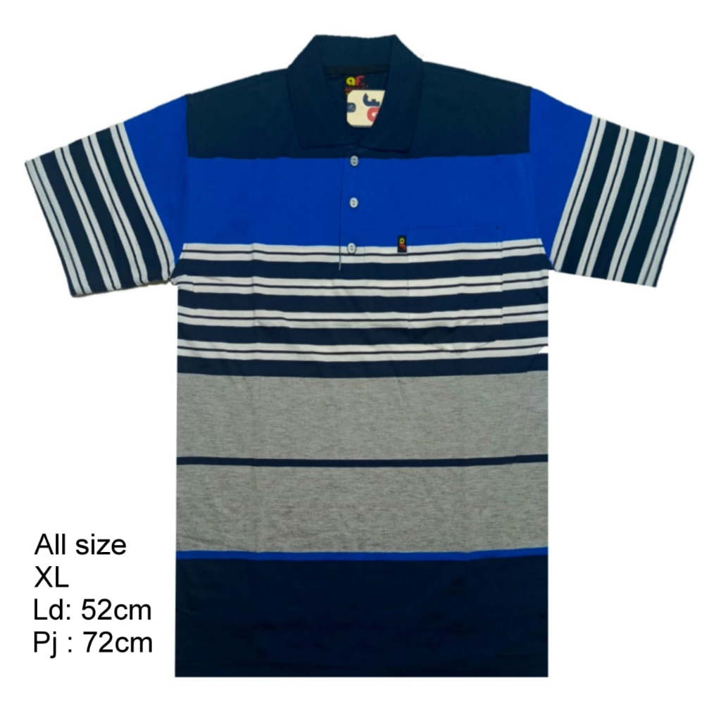 Jual Kaos Polo Salur / Kaos Kerah Salur / Ada Saku / ukuran XL | Shopee Indonesia