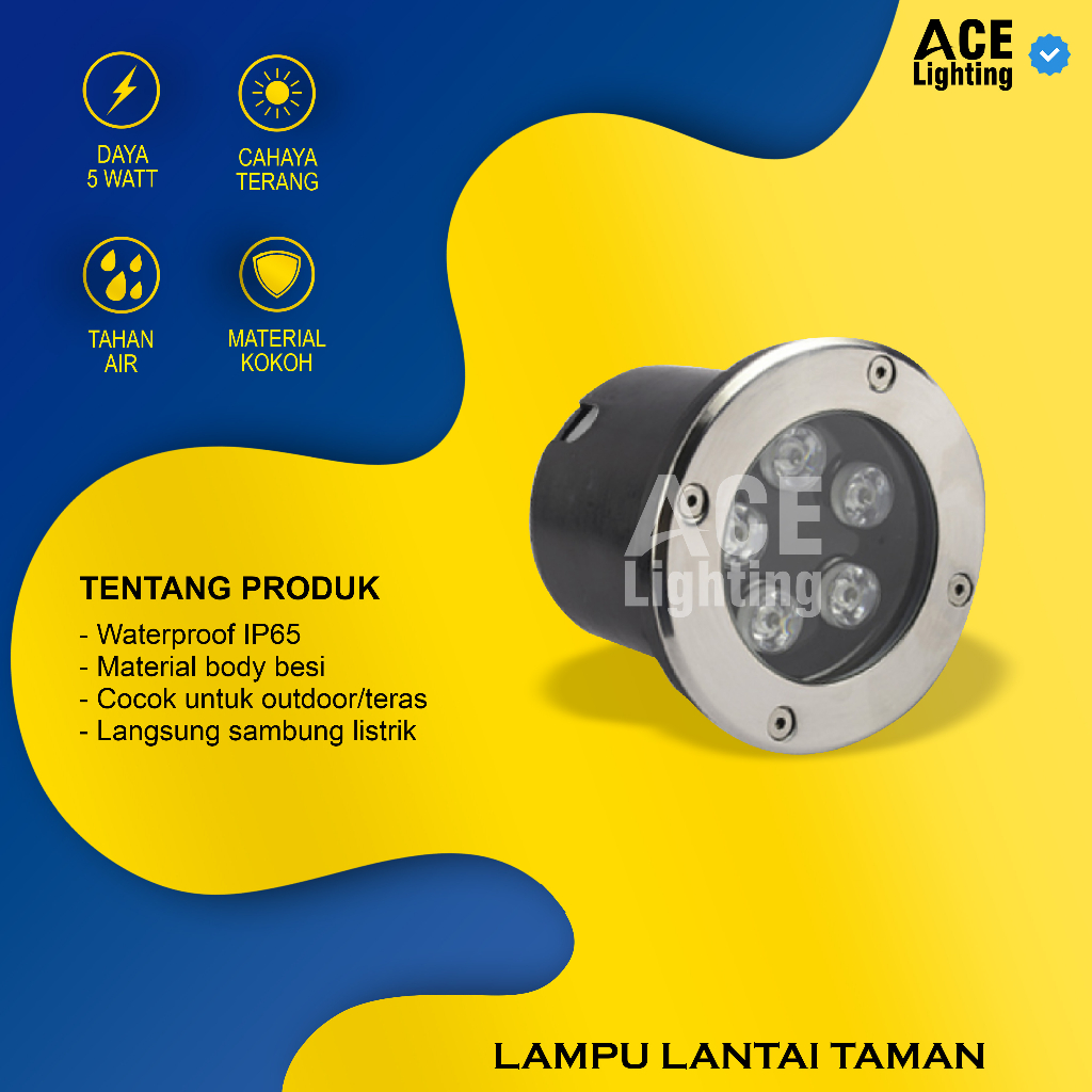 Jual Lampu lantai ground tanam LED 5 Watt lampu taman Waterproof ...
