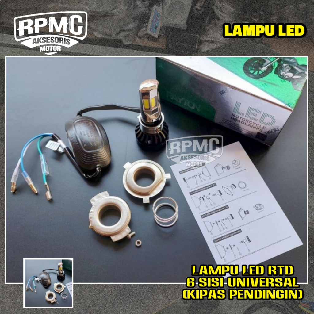 Jual LAMPU LED MOTOR MOBIL 6 SISI 35 WATT ORI RTD RAYTON BOHLAM LED H4 H6 M02E AC/DC DOP LAMPU ...