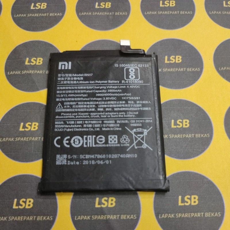 Jual BATTERY XIAOMI MI A2 LITE BN47 ORIGINAL BEKAS | Shopee Indonesia