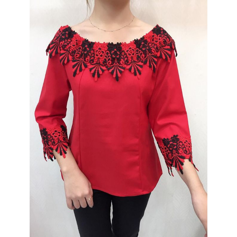 Jual Atasan wanita peemium stretch kombi renda edisi imlek | Shopee ...