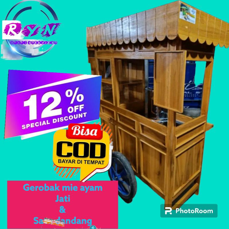 Jual GEROBAK MIE AYAM DORONG MODEL BOOTH SATU DANDANG KAYU JATI ...