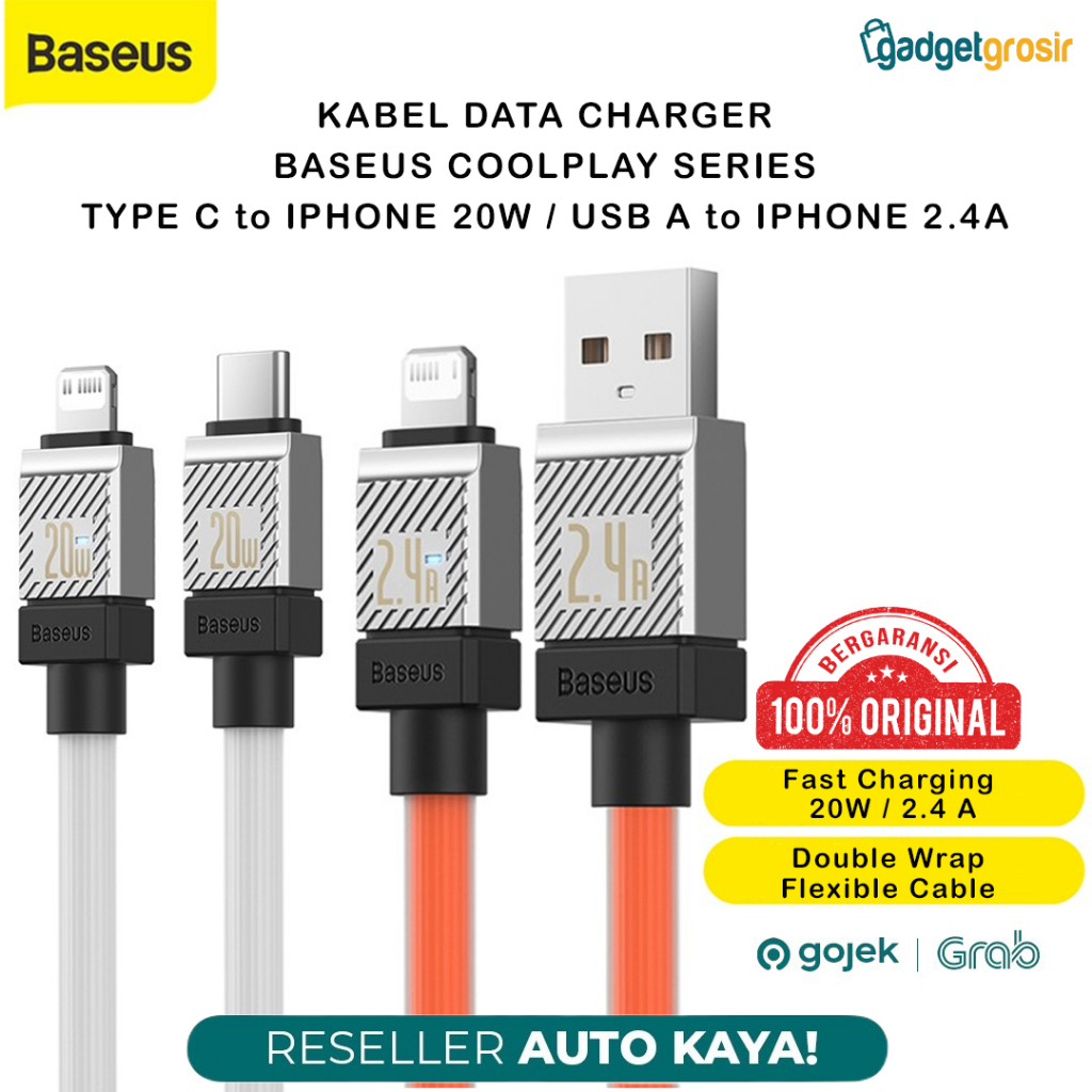 Jual Kabel Data iPhone BASEUS COOLPLAY Type C to Lightning / USB A to ...