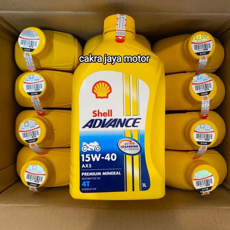 Jual 1 DUS = 12 Botol Oli Shell Advance AX5 4T Sport 15W-40 1Liter ...