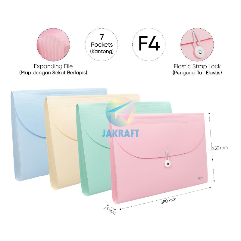 Jual (1 Pcs) Map Harmonika Expanding File JOYKO EF-8F4 Pastel Plastik ...