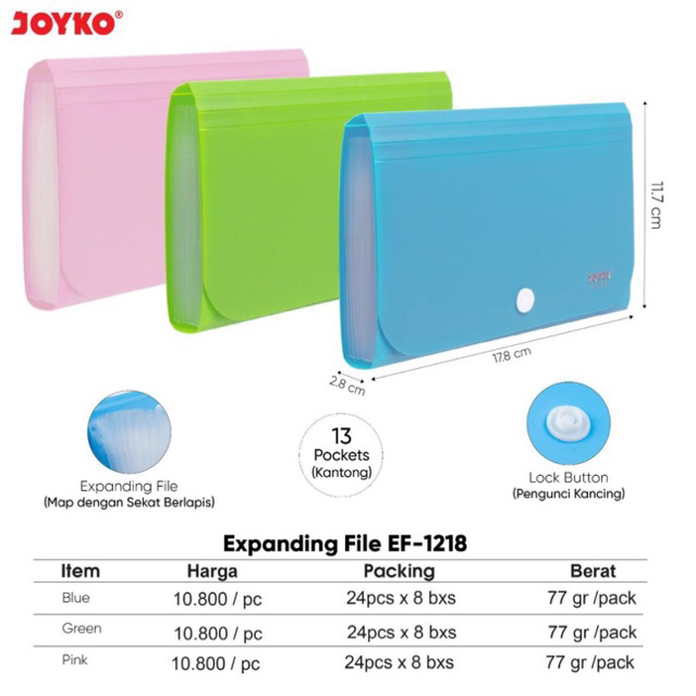 Jual EF-1218 Map Sekat Berlapis 3 warna / Expanding File 3 color ...