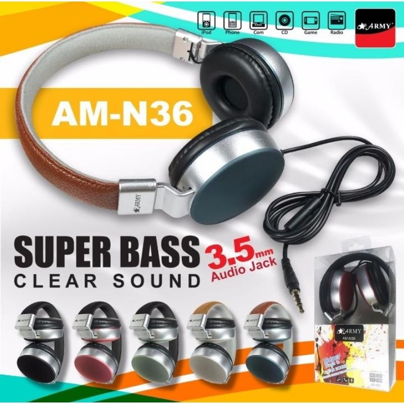 Jual Earphone Bando Army AM-N36 AM-N39 Original Headphone Bando Army ...
