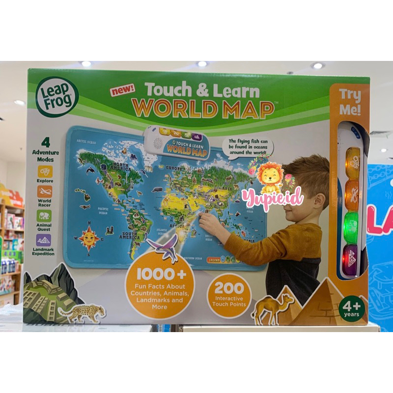 Jual LeapFrog Touch & Learn World Map Interactive Wall Map for Kids, Teaches Continents, Animals ...