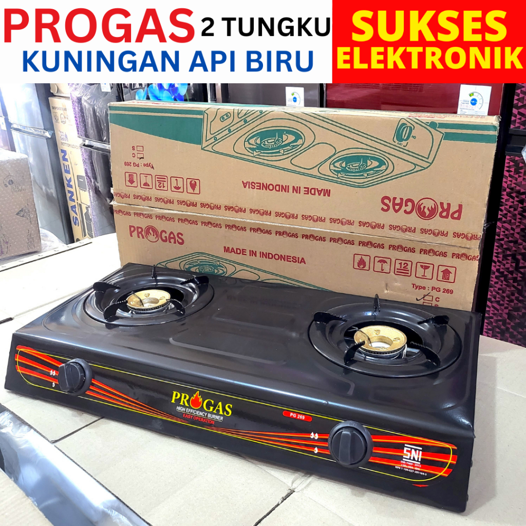 Jual KOMPOR GAS PROGAS 2 TUNGKU 2T T STAINLESS | Shopee Indonesia