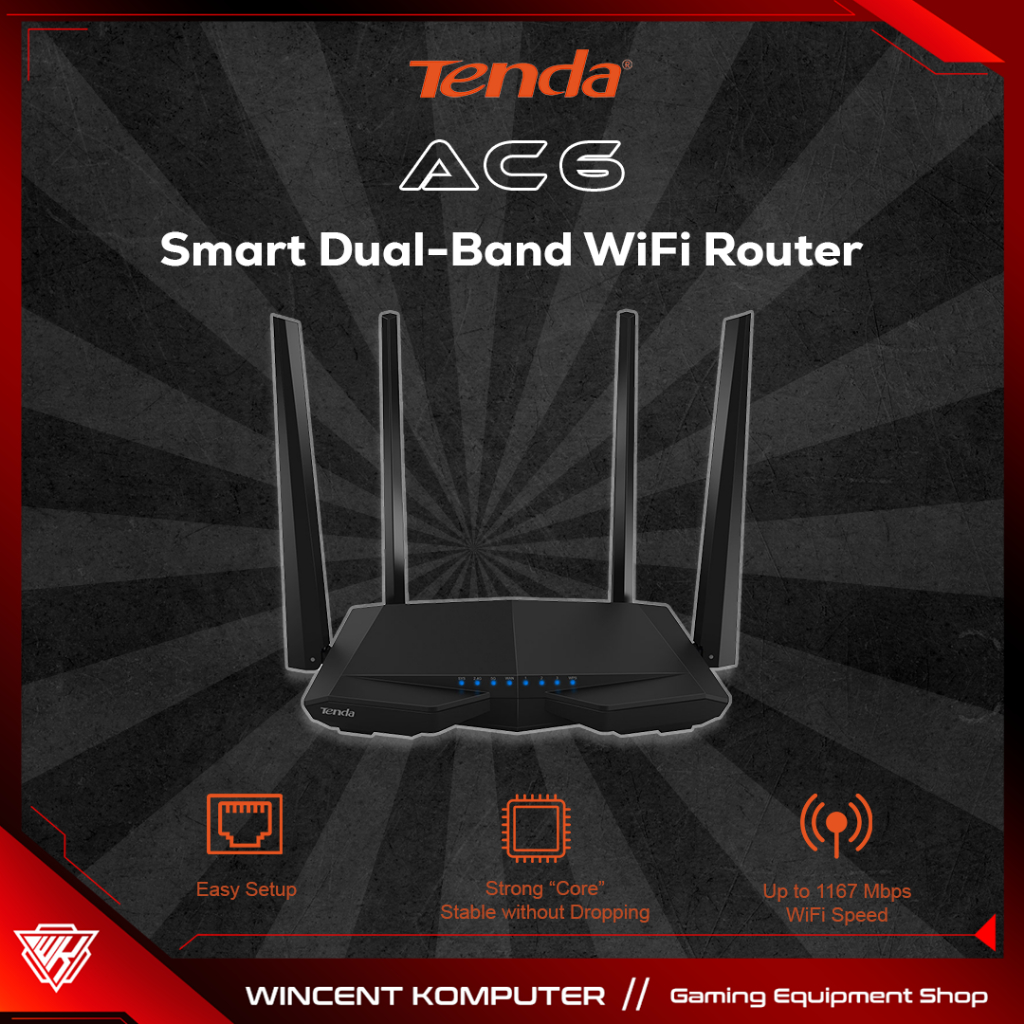 Jual TENDA AC6 AC1200 Smart Dual-Band Wireless Router | Shopee Indonesia