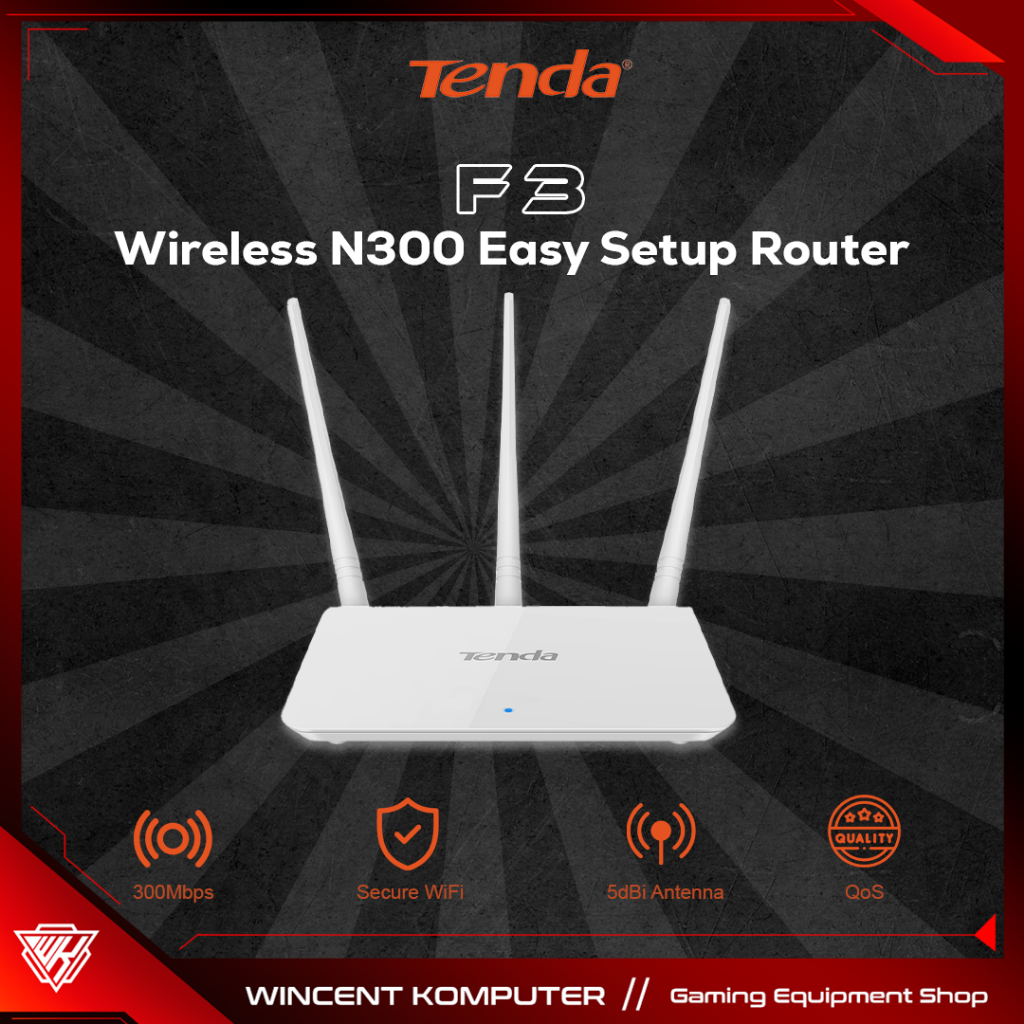 Jual Tenda F3 Wireless N Router 300Mbps-Tiga Antena | Shopee Indonesia