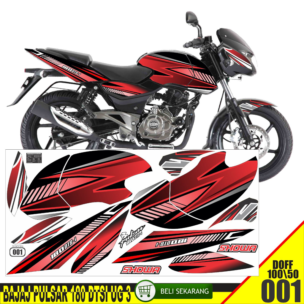 Jual Stiker Striping Bajaj Pulsar 180 ug3 DTSi QLA001 Line Doff/Glossy ...