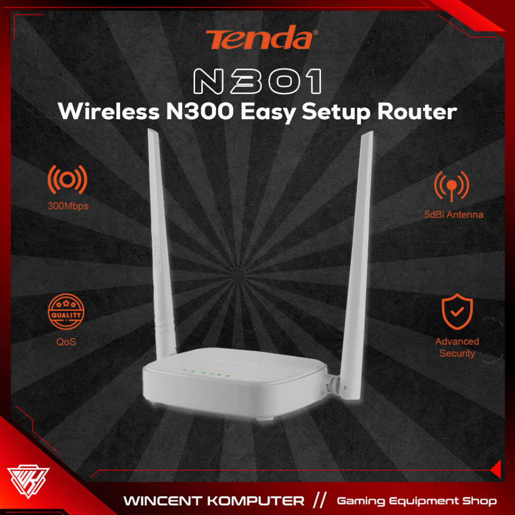 Jual Tenda N301 Wireless Router 2 Antena-White | Shopee Indonesia