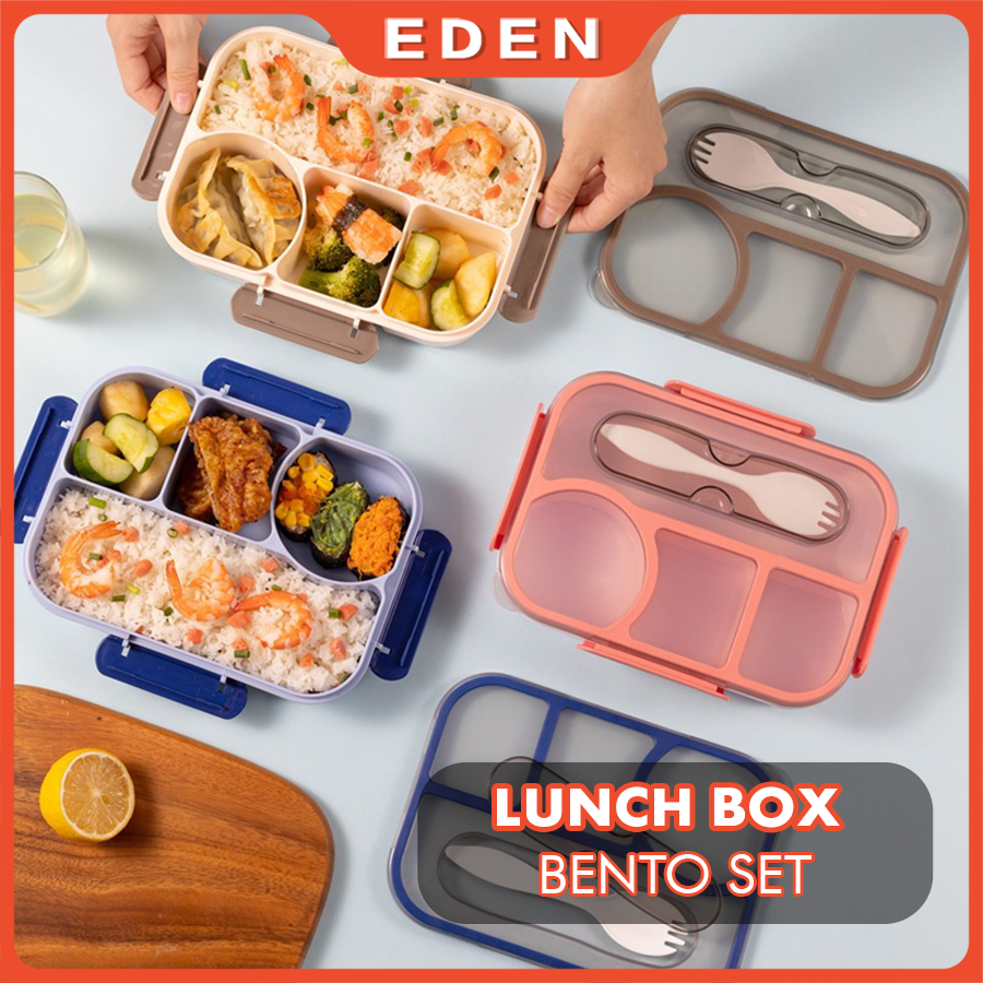 Jual Lunch Box Kotak Bekal Bento Set Bersekat | Kotak Makan Siang Anak dan Dewasa Sudah Ada Seal ...