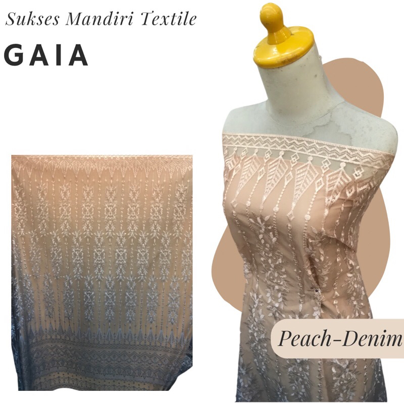 Jual [GAIA] Brukat Tulle GAIA Motif Mewah Gradasi three tone tiga warna ...