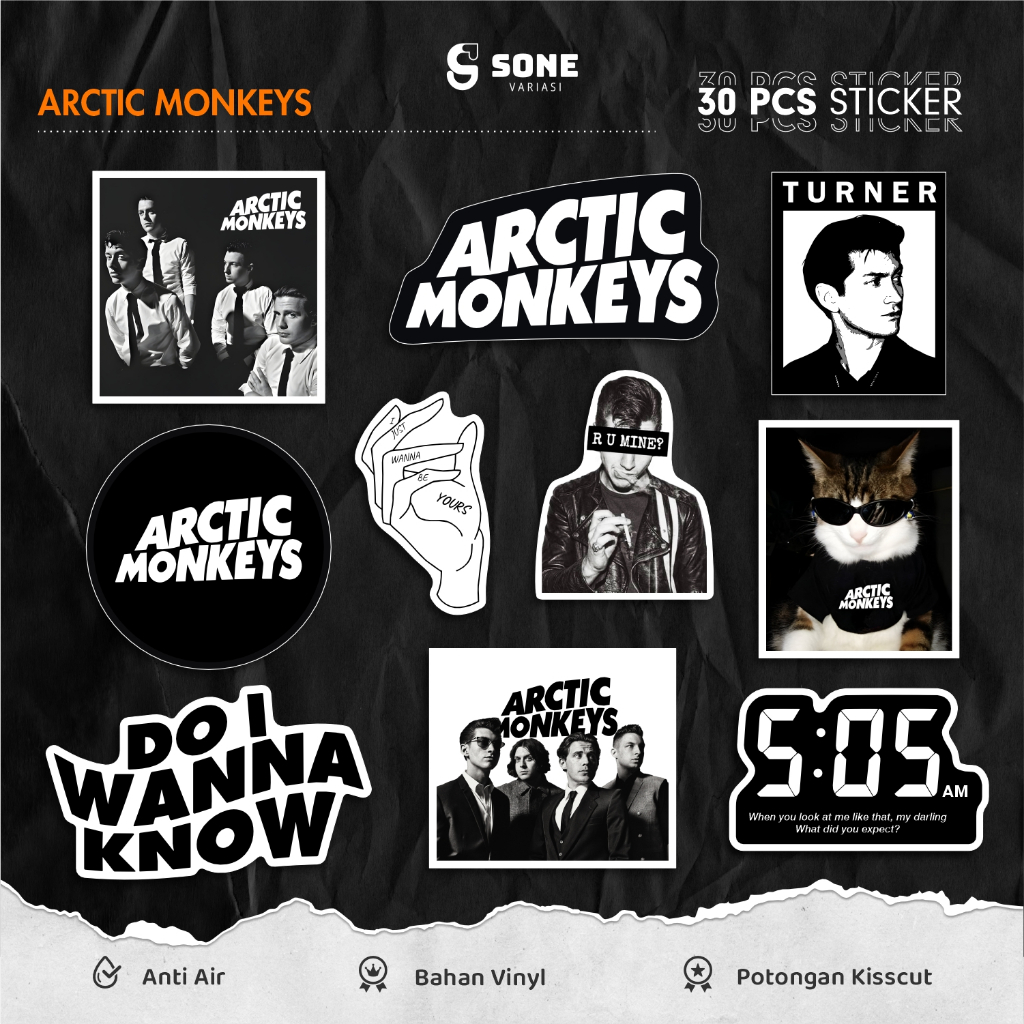 Jual 30 Pcs Stiker Aesthetic Arctic Monkeys Vinyl Waterproof Anti Air ...