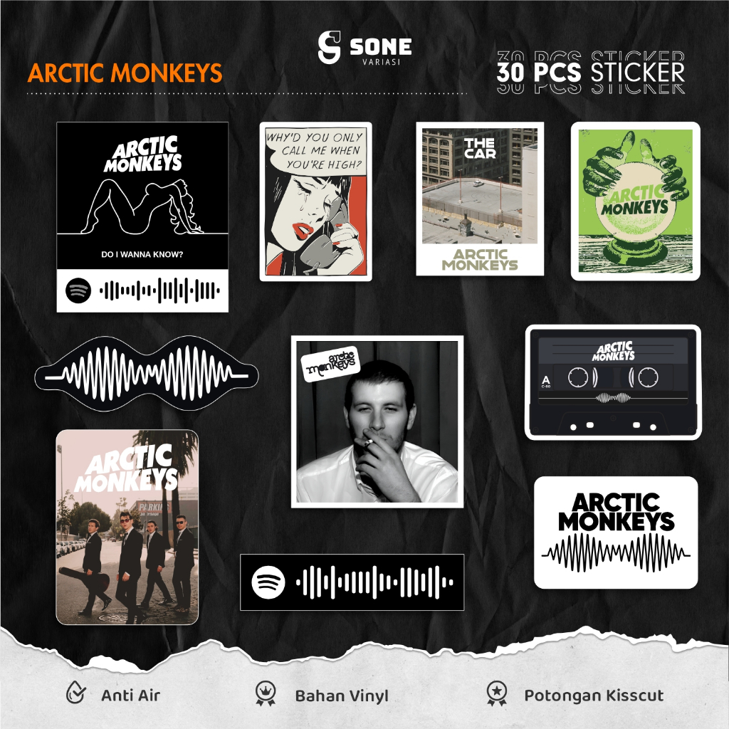 Jual 30 Pcs Stiker Aesthetic Arctic Monkeys Vinyl Waterproof Anti Air ...