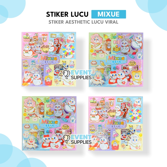 Jual Sticker Mixue Box Besar isi 100 Lembar / Sticker Mixue Lucu Snow ...