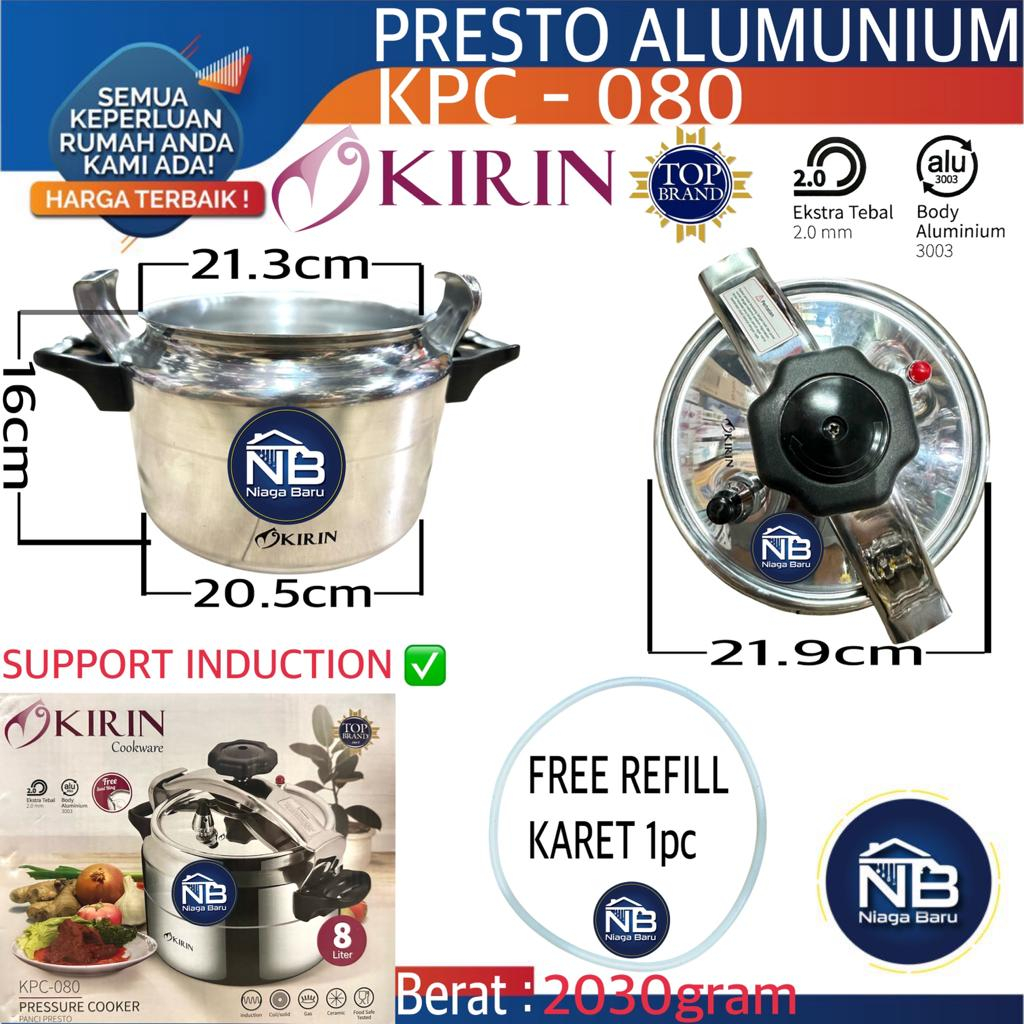 Jual KIRIN Panci Presto Induksi Aluminium 8 Liter KPC-080 | Shopee Indonesia