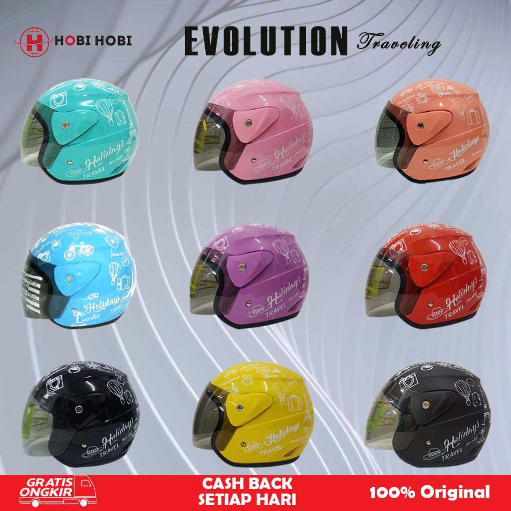 Jual Helm Evolution Half Face Dewasa Motif Evo Traveling/ Helm Pria ...