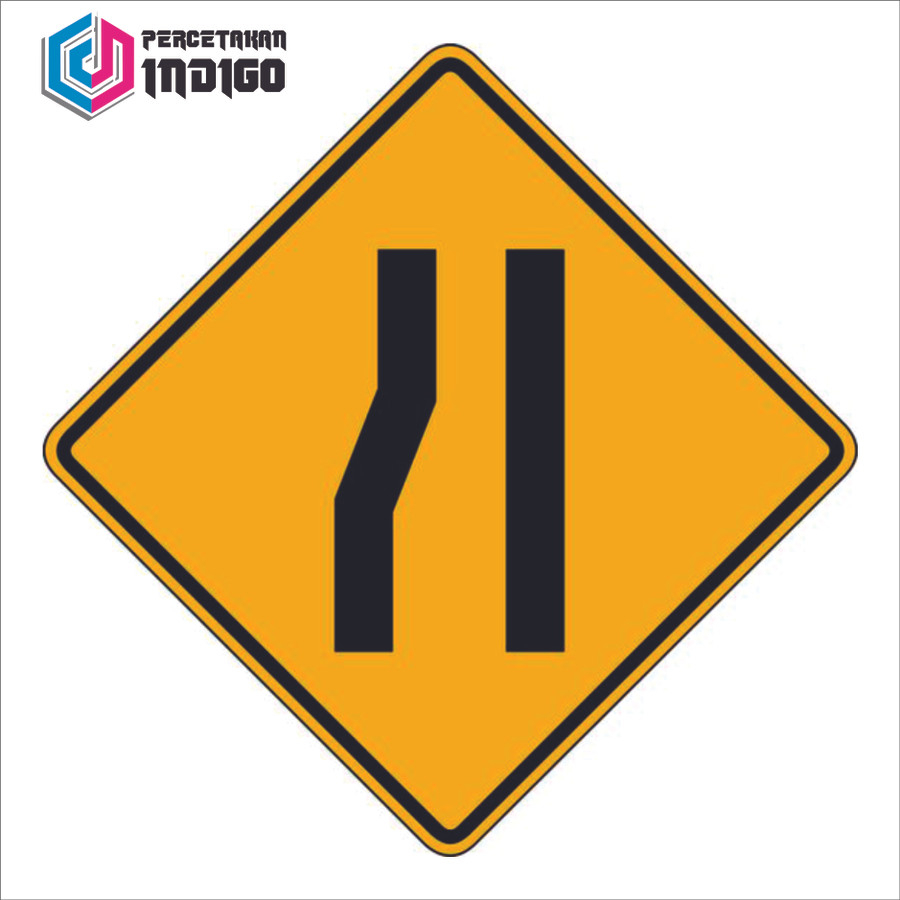 Jual plat alumunium rambu lalu lintas penyempitan di kiri | Shopee ...