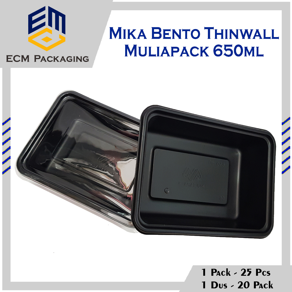 Jual Mika Bento Thinwall Muliapack Hitam 650ml 25pcs | Shopee Indonesia