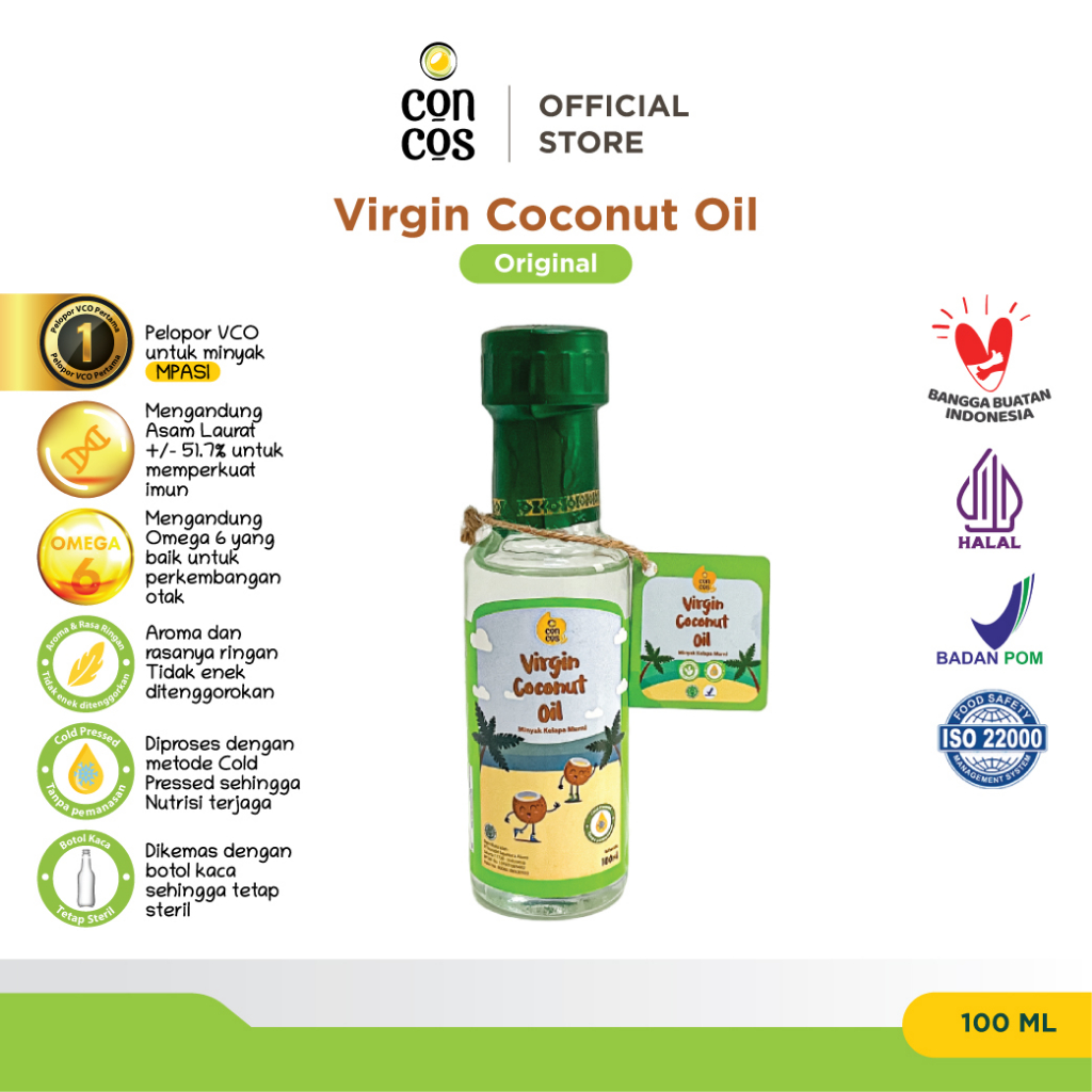 Jual Concos Virgin Coconut Oil Original (100 ml) / Minyak MPASI / VCO / Minyak Kelapa Murni 100% ...