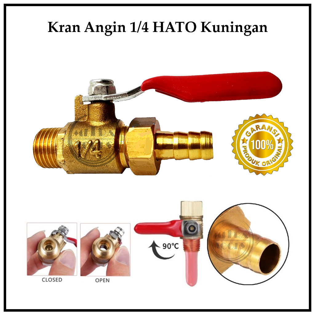 Jual HATO Kran Angin Kompresor 1/4 Stop Kran Bensin Kompresor Kuningan ...