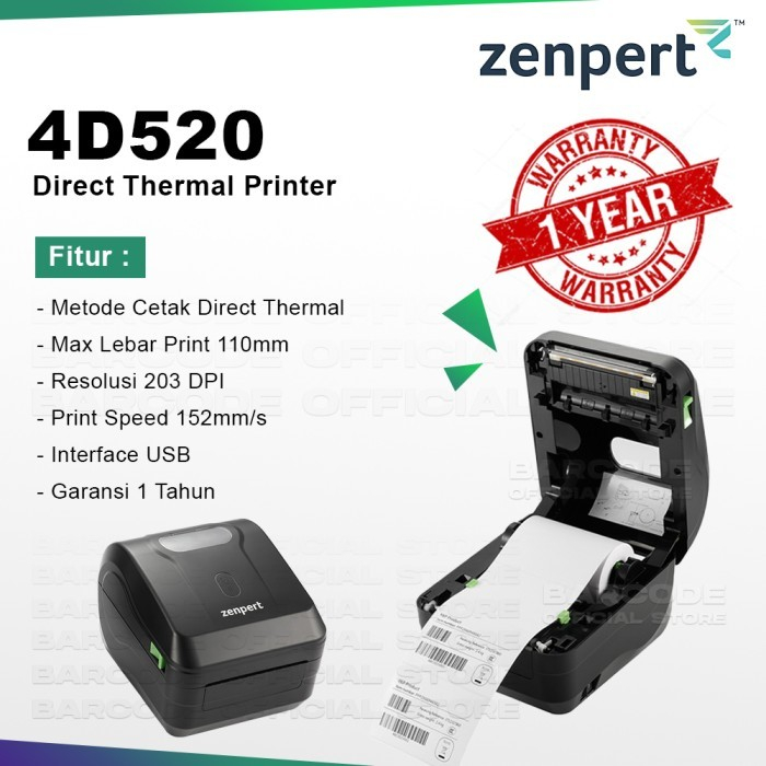 Jual Barcode Termal Printer Zenpert 4D-520 Cetak Label Harga Pengiriman ...