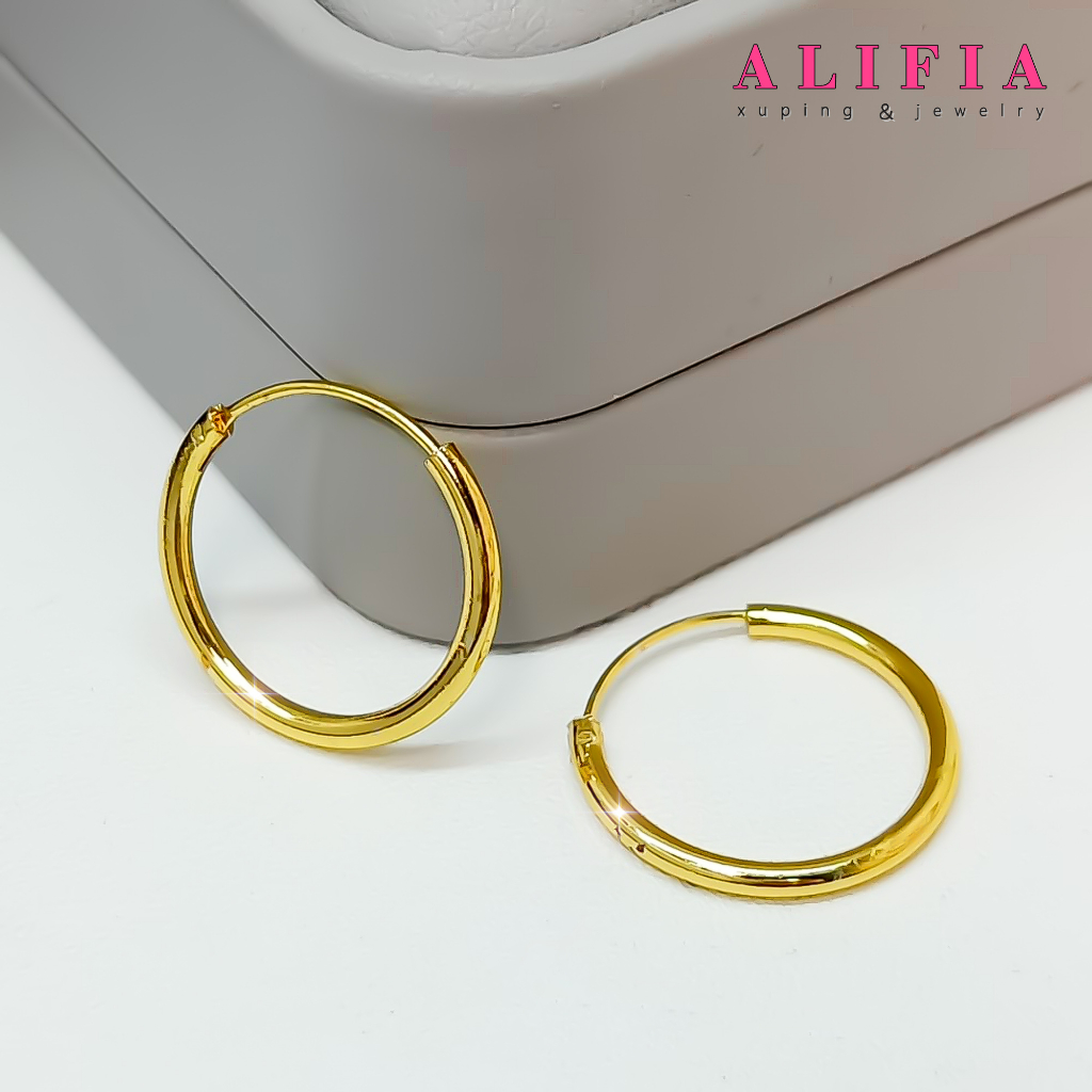 Jual Alifia Anting Bulat Ring Polos Lapis Emas 22K | Shopee Indonesia