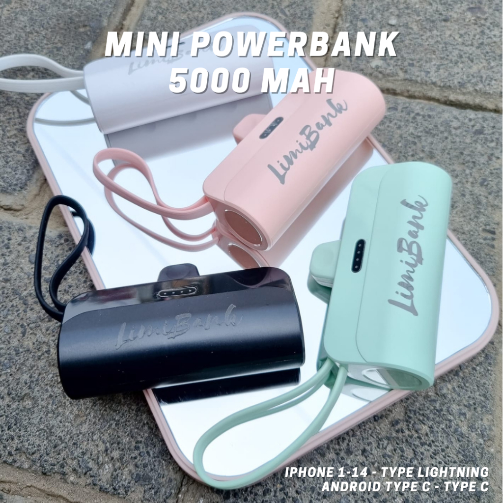 Jual Powerbank Mini LimiBank Lightning Type C 5000mAh Mini Portable ...