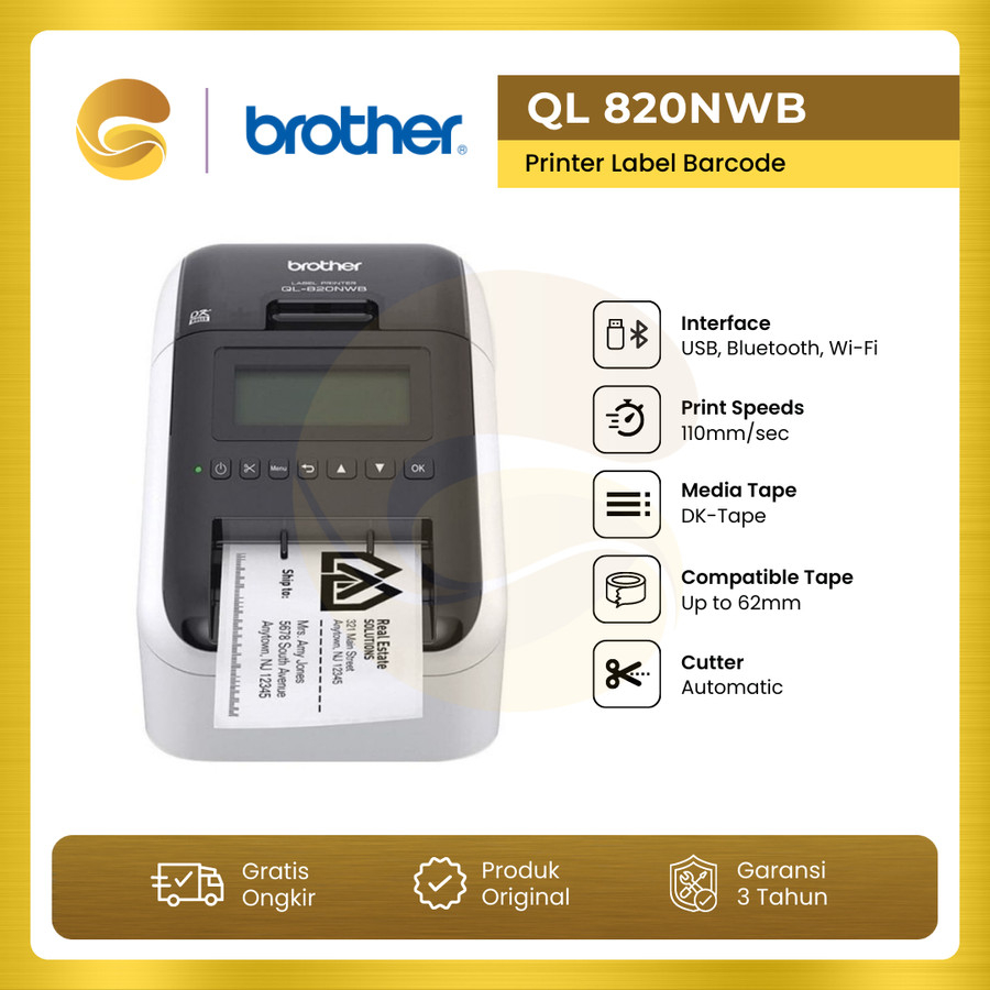Jual BROTHER Printer Label Maker QL 820NWB Ultra Flexible QL 820 NWB ...