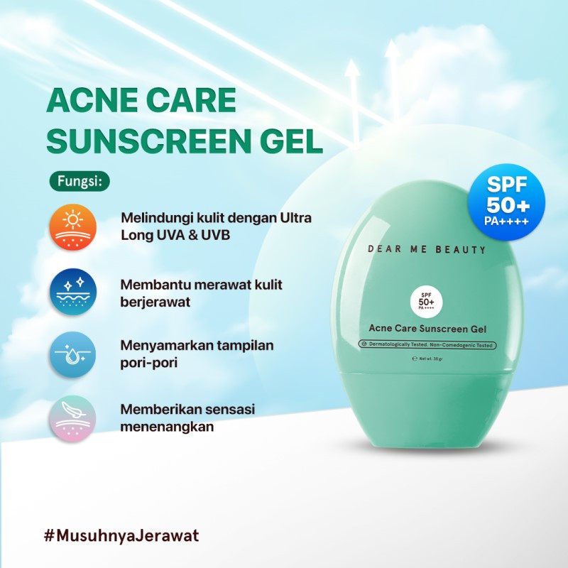 Jual Dear Me Beauty Acne Care Sunscreen Gel SPF 50 PA++++ (35gr ...