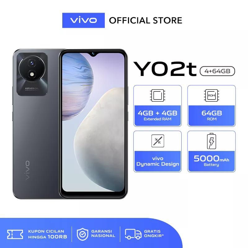 Jual New Vivo Y02t 4+4 (Extend Ram) 64GB Internal Dual-Mode Camera 100% ...