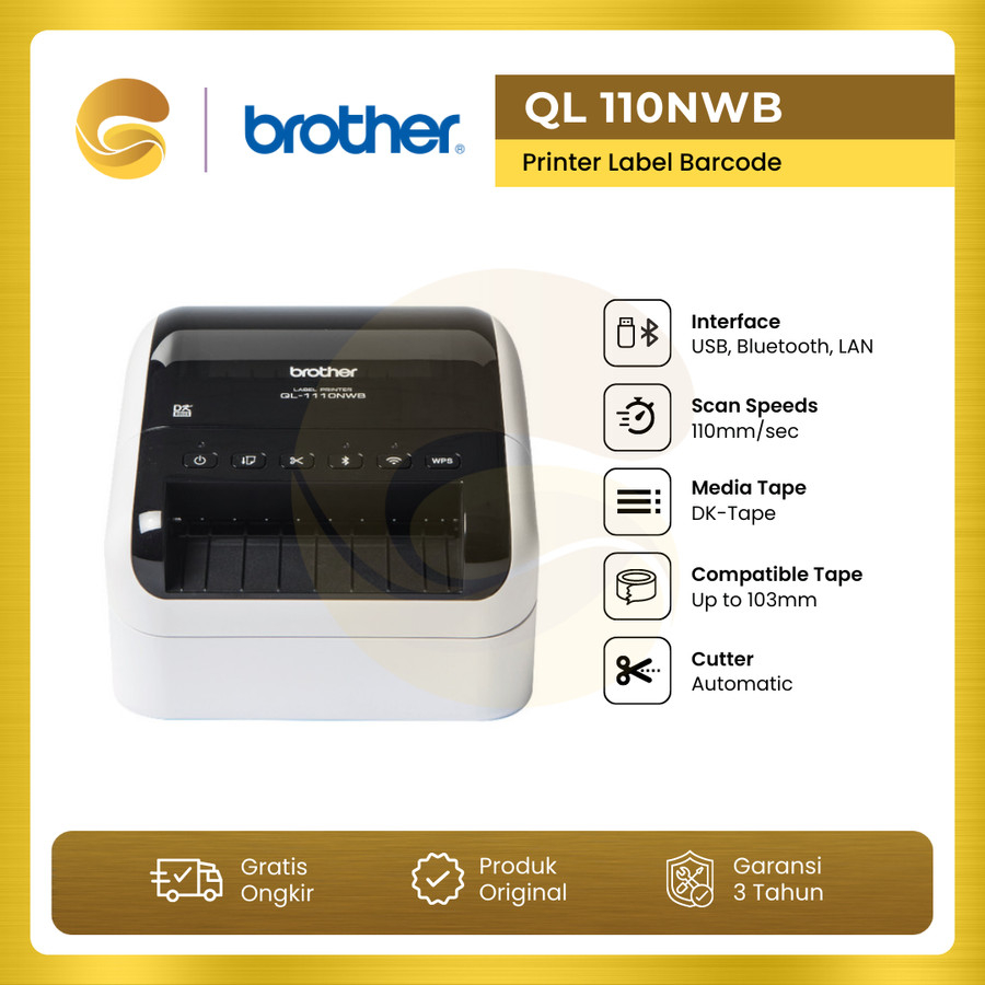 Jual BROTHER Printer Label Barcode Maker QL 1110NWB QL1110 NWB QL110NWB ...