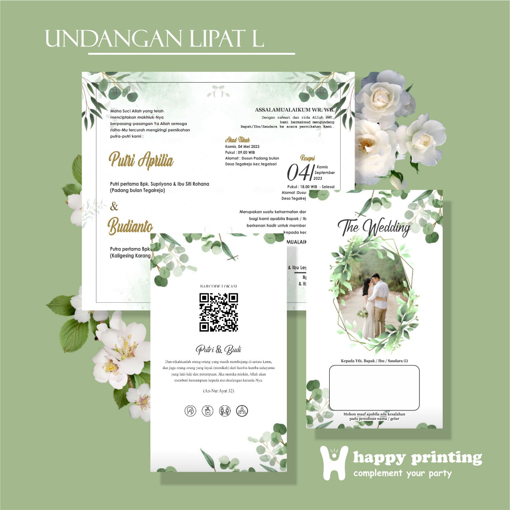 Jual UNDANGAN PERNIKAHAN LIPAT L (FREE = FOTO, DENAH, TURUT MENGUNDANG ...