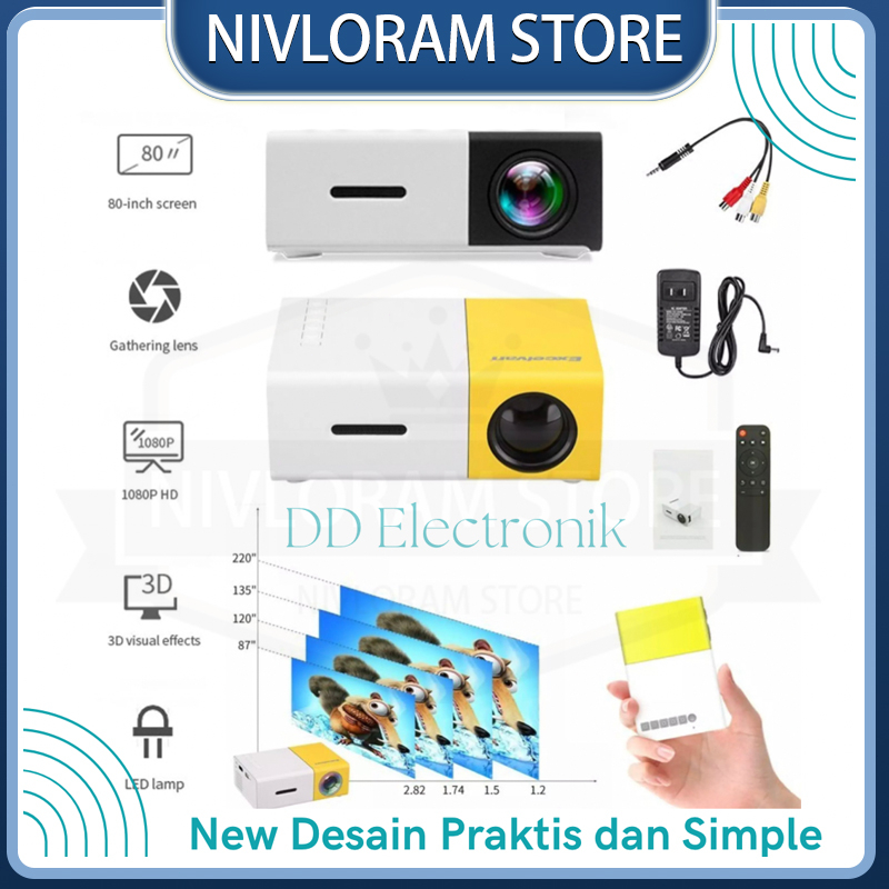 Jual Mini Proyektor YG300 LED HD 1080P Portabel Mini Projector dengan ...