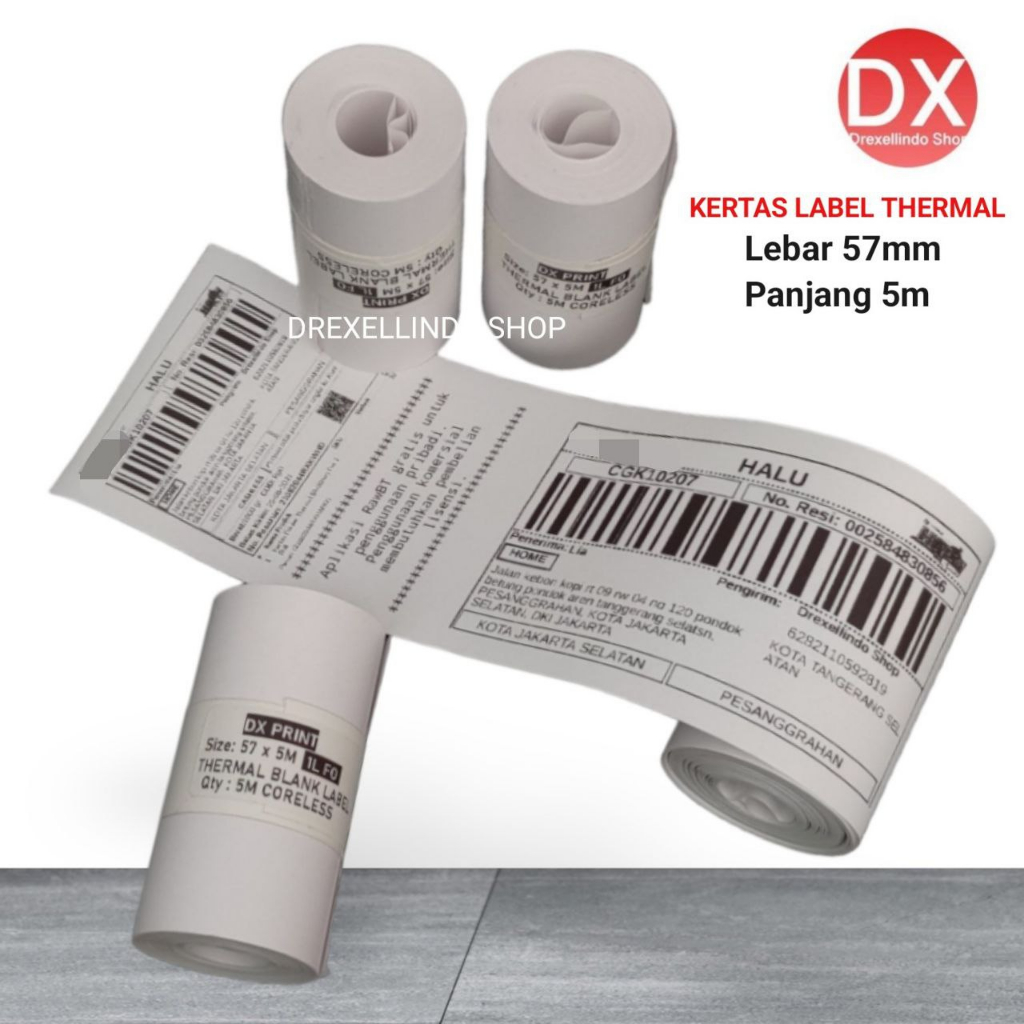 Jual Kertas Thermal Label Stiker Continues Ukuran 57mm / 58mm / 57x5m ...