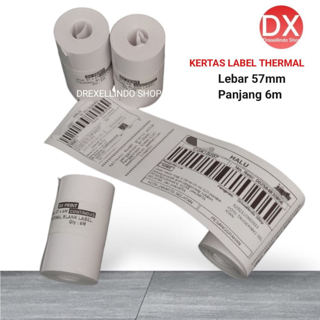 Jual Kertas Thermal Label Stiker Continues Ukuran 57mm / 58mm / 57x6m ...