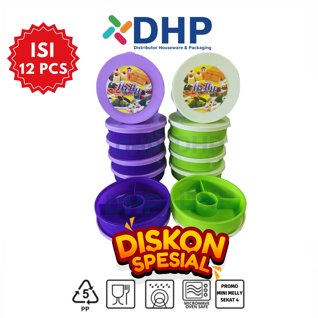 Jual PROMO (ISI 12 Pcs) MINI MELLY 4 Sekat Picnic Food Container Plastik Tempat Bekal Anak ...