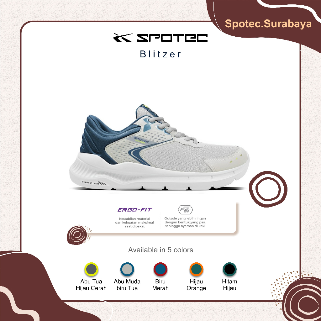 Jual Sepatu Running SPOTEC BLITZER Abu Muda-Biru Tua | Shopee Indonesia