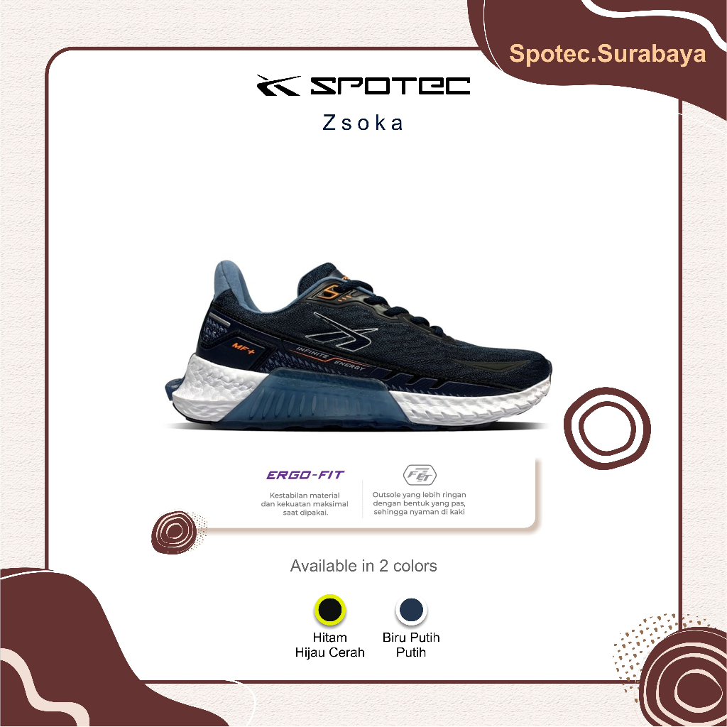 Jual Sepatu Running SPOTEC ZSOKA Biru Tua-Putih 《LAST Size 45,46 ...