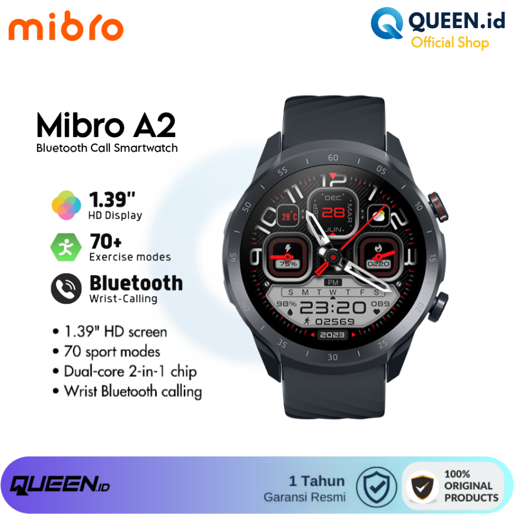 Jual Mibro A2 Smartwatch 1.39" HD Display SpO2 Sport Smart Watch BT ...