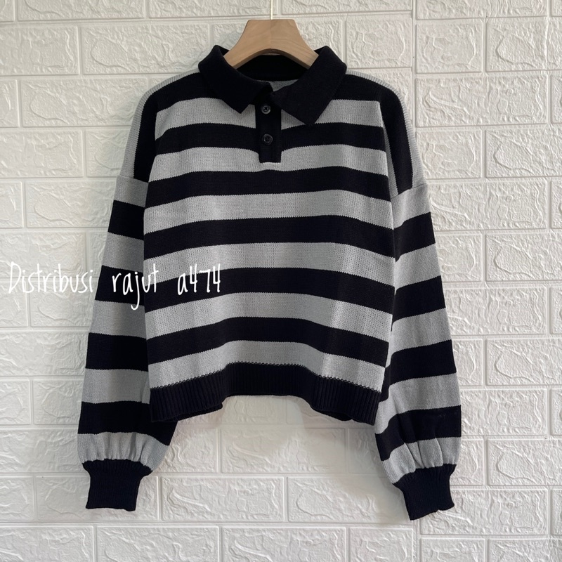 Jual SWEATER RAJUT POLO WANITA CROP BLASTER/ATASAN RAJUT WANITA KERAH ...