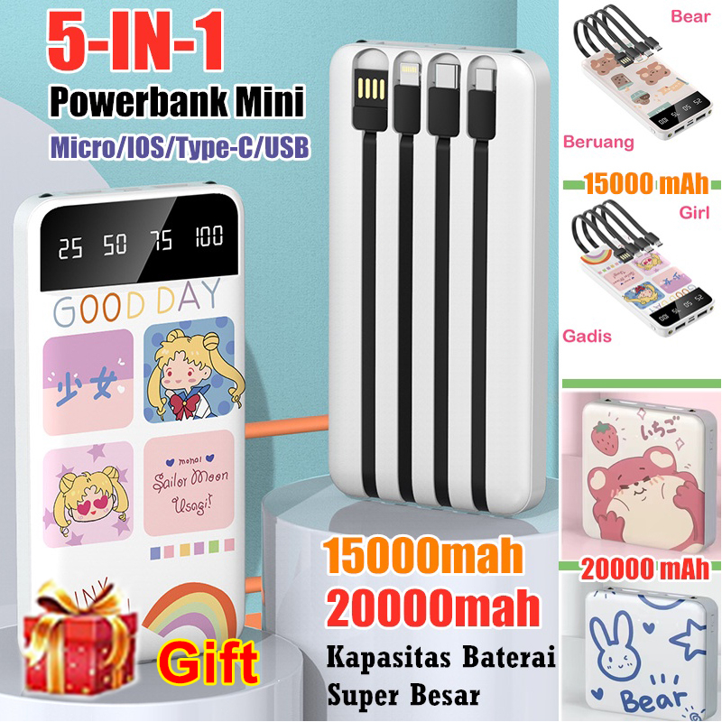 Jual Portable Power Bank 20000mAh Built in 4 Cable LCD Display ...