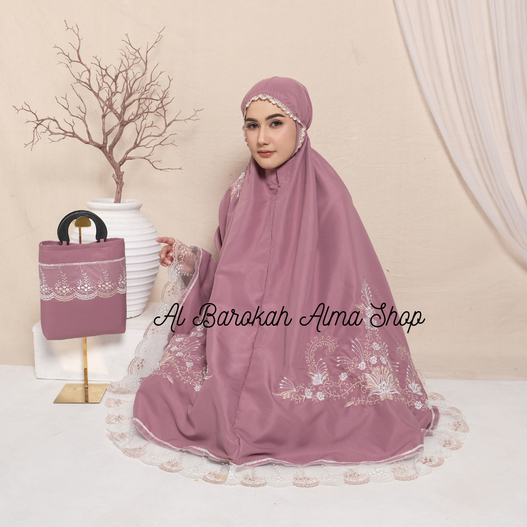 Jual Mukena Bordir Dewasa Renda Mewah Two Tone | Shopee Indonesia