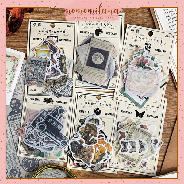 Jual 1 set isi 40 pcs sticker nostalgia vintage retro deco journaling ...